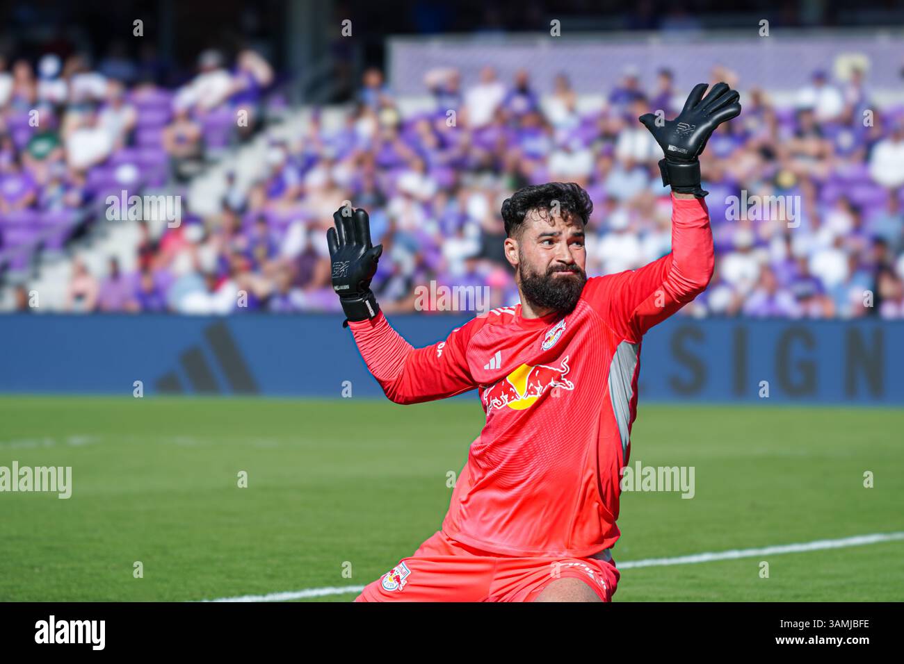 Orlando, Florida, USA, April 12, 2025, New York Red Bulls goalkeeper ...