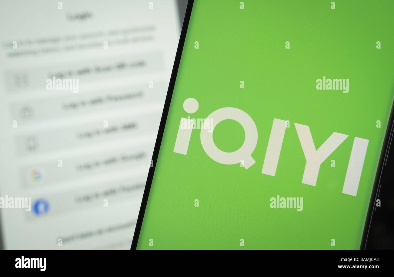 Dhaka, Bangladesh- 17 March 2025: iqiyi logo is displayed on a ...