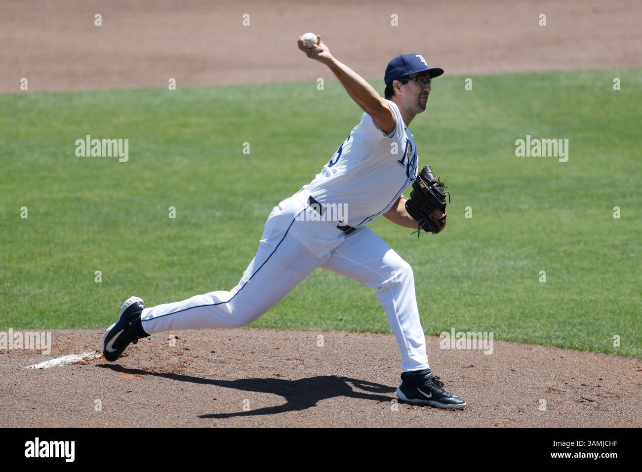 Tampa, FL USA: Tampa Bay Rays starting pitcher Joe Boyle (36) delivers ...