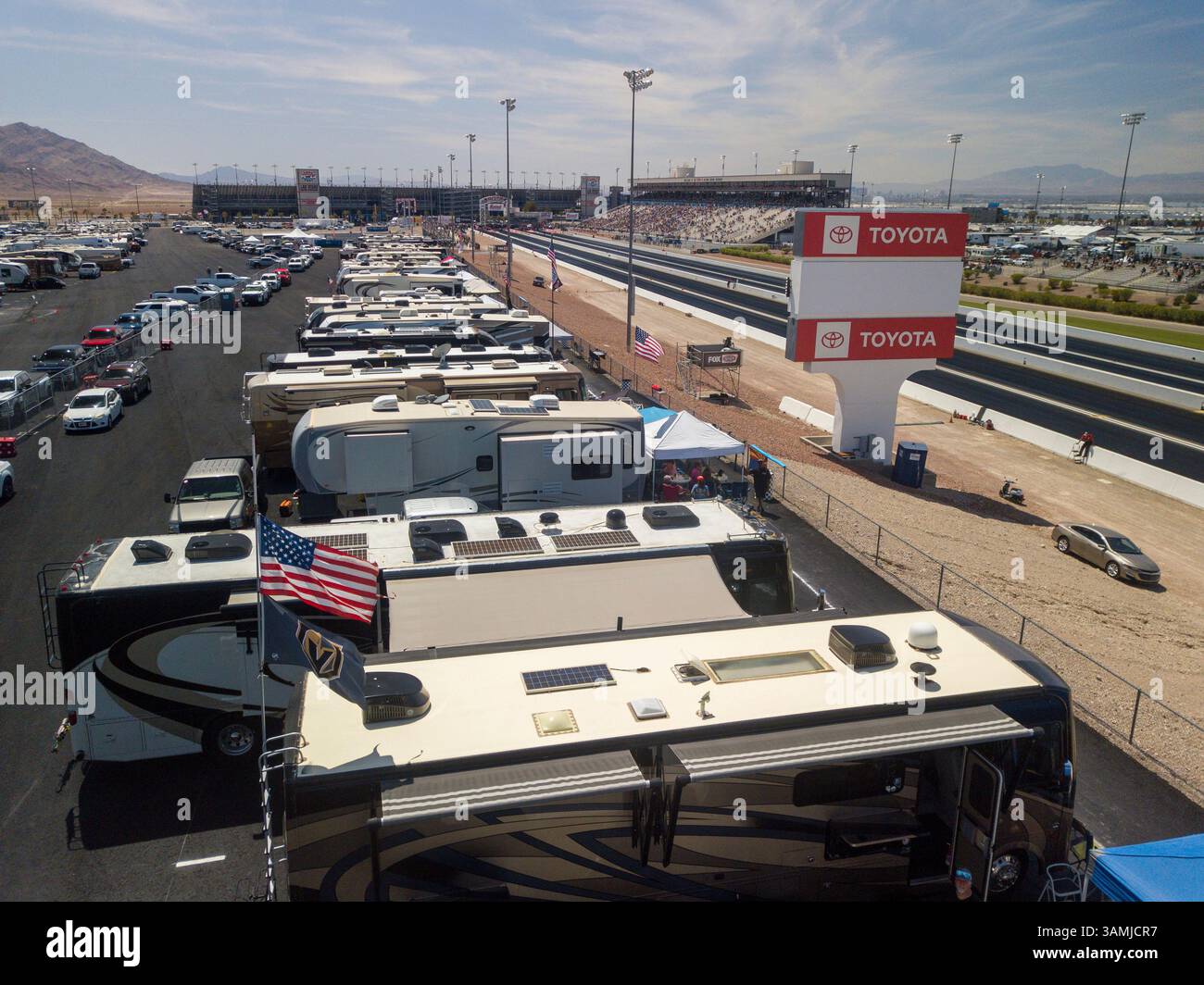 LAS VEGAS, NV - APRIL 13: General aerial view of the Trackside RV Lot ...