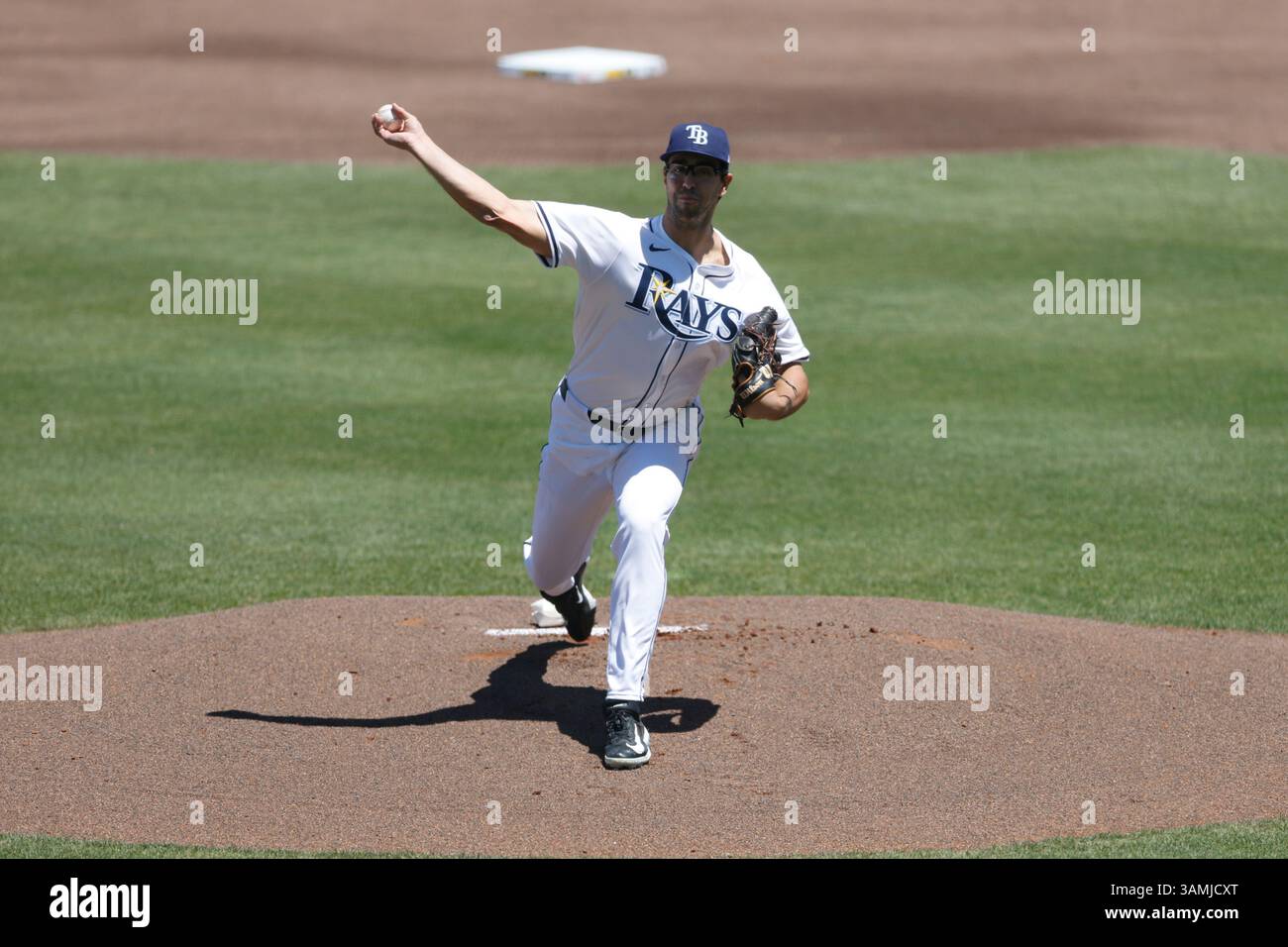 Tampa, FL USA: Tampa Bay Rays starting pitcher Joe Boyle (36) delivers ...