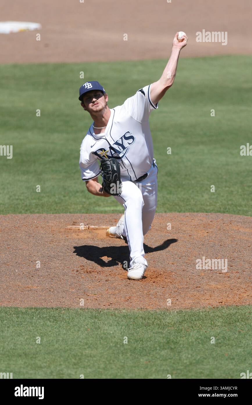 Tampa, FL USA: Tampa Bay Rays pitcher Mason Montgomery (48) delivers a ...