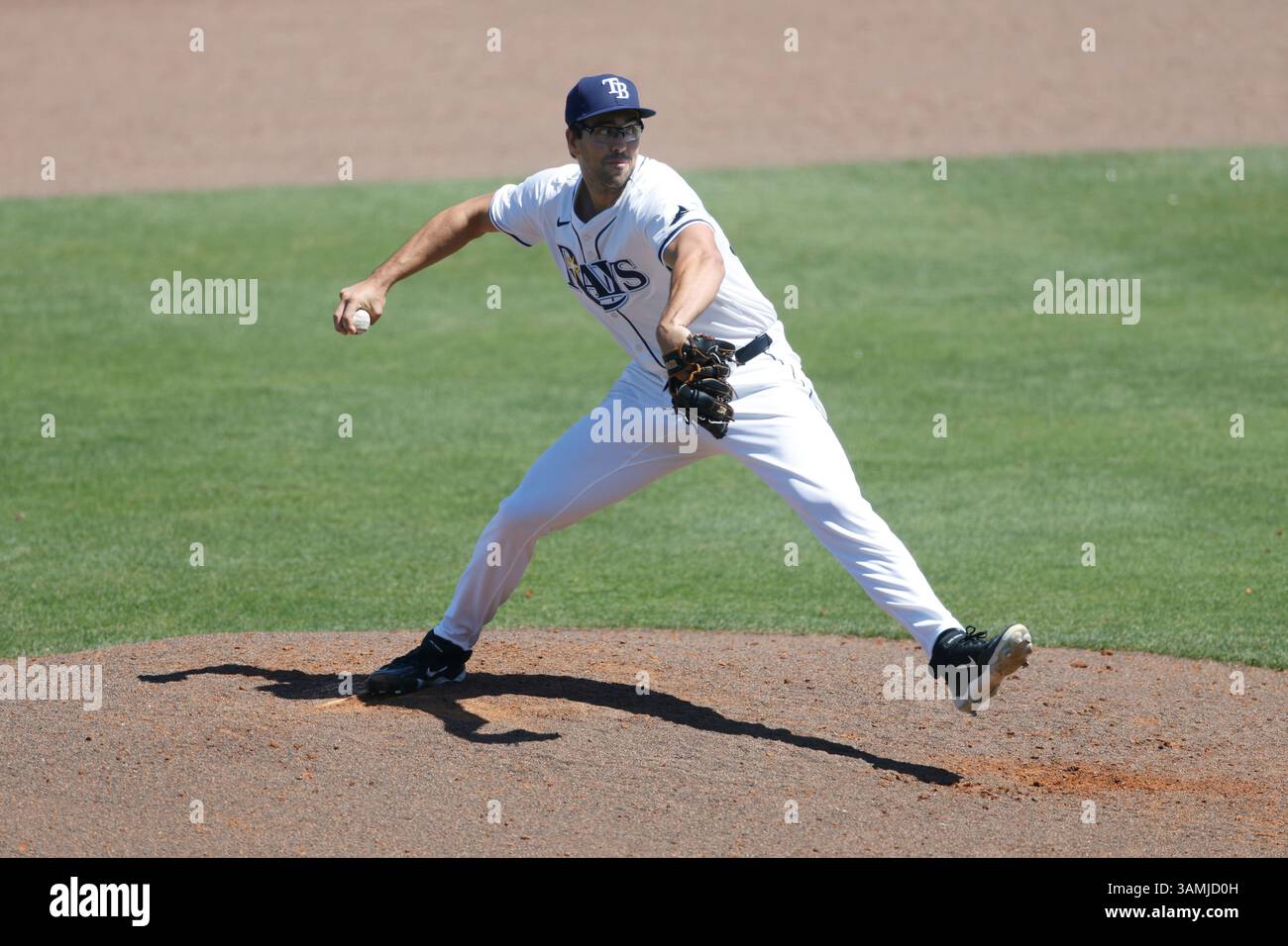 Tampa, FL USA: Tampa Bay Rays starting pitcher Joe Boyle (36) delivers ...