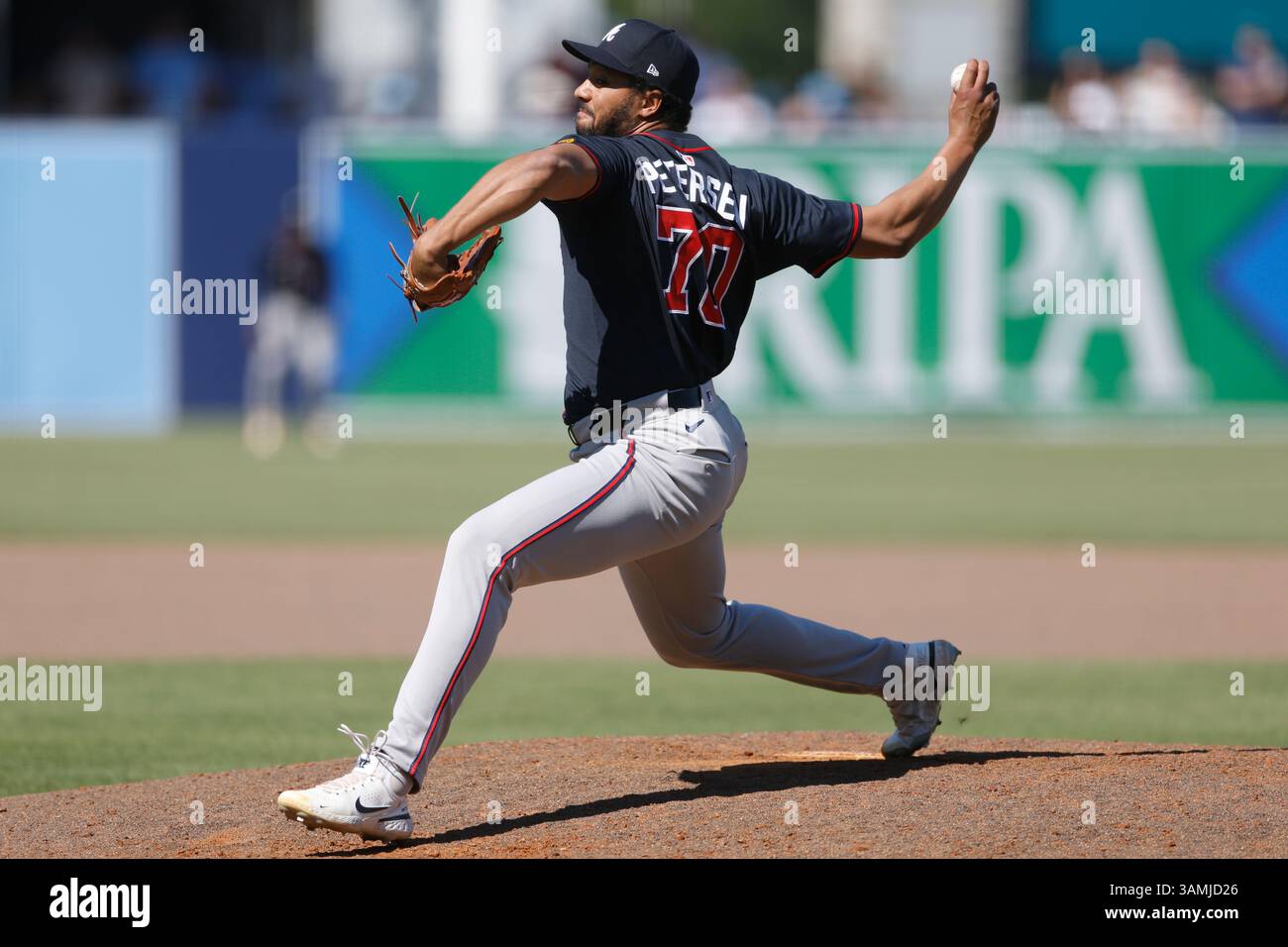 Tampa, FL USA: Atlanta Braves pitcher Michael Petersen (70) delivers a ...