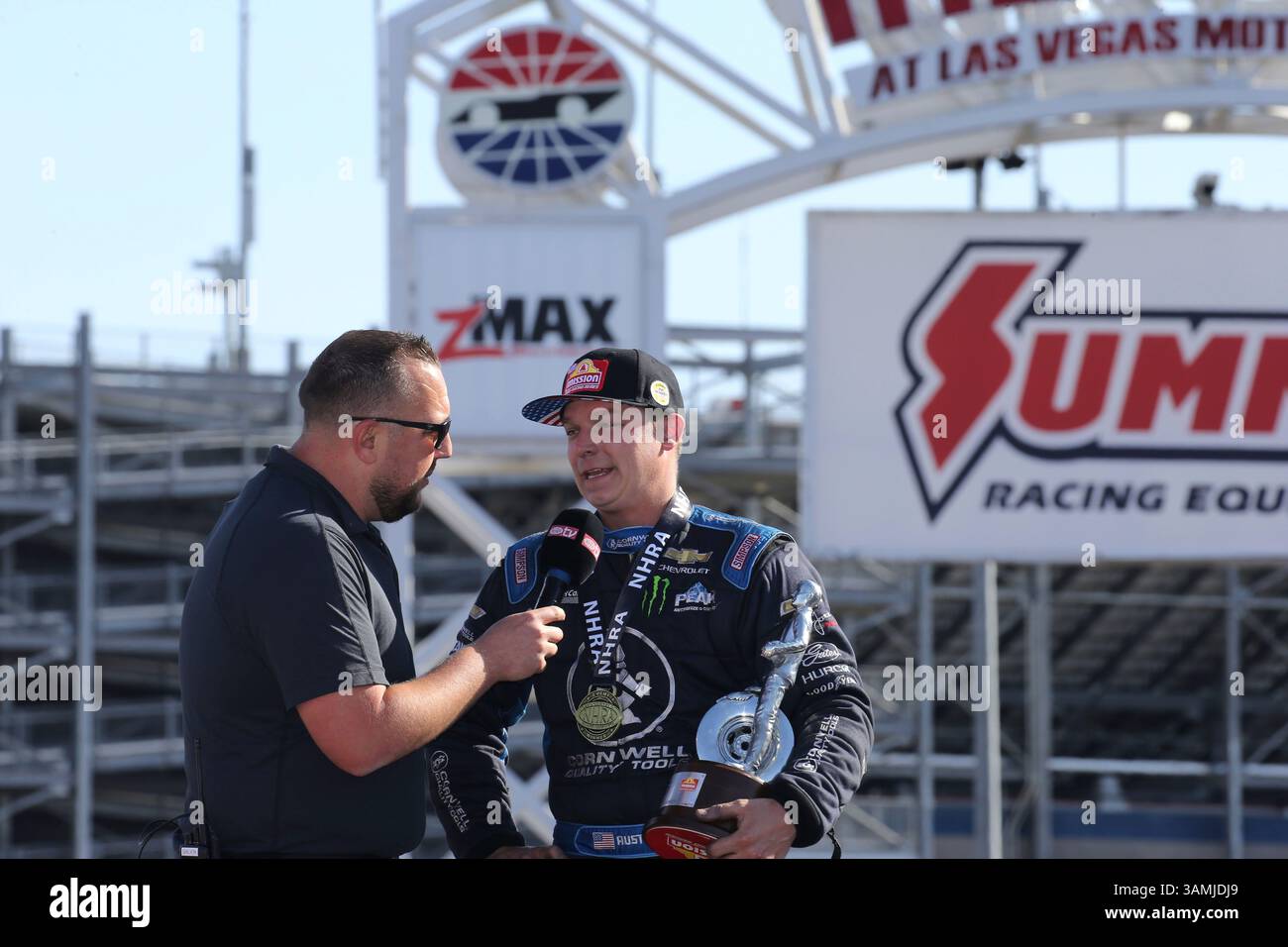 LAS VEGAS, NV - APRIL 13: Austin Prock (1 FC) NHRA Funny Car celebrates ...