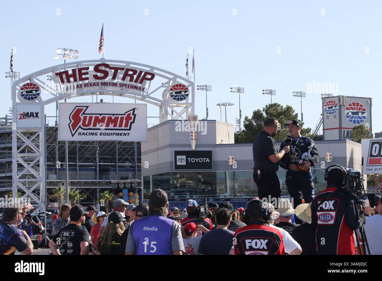 LAS VEGAS, NV - APRIL 13: Austin Prock (1 FC) NHRA Funny Car celebrates ...