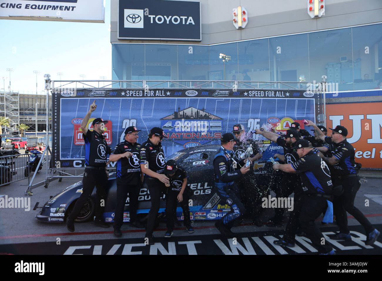LAS VEGAS, NV - APRIL 13: Austin Prock (1 FC) NHRA Funny Car celebrates ...