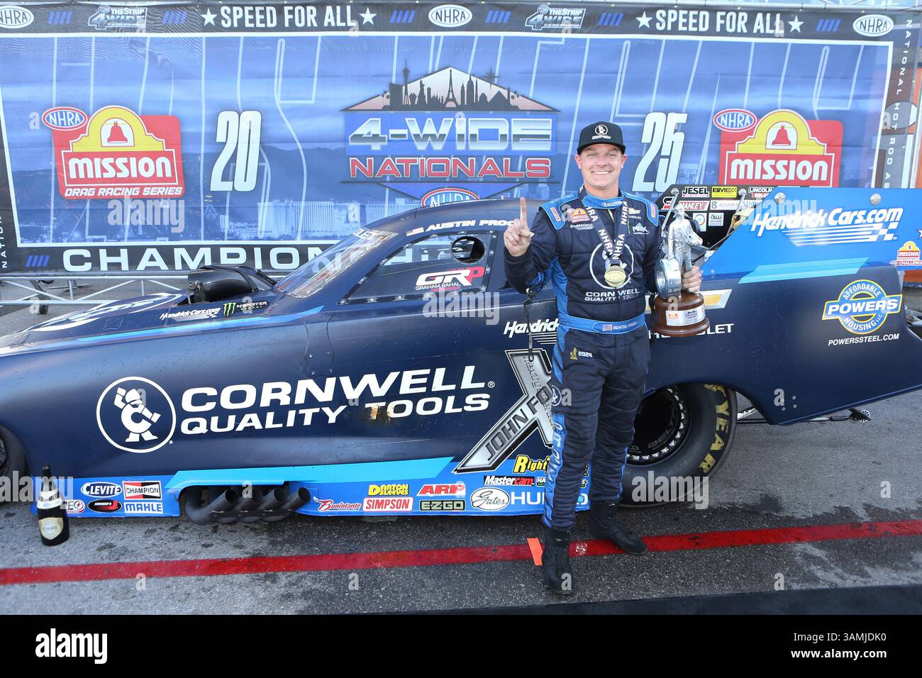 LAS VEGAS, NV - APRIL 13: Austin Prock (1 FC) NHRA Funny Car celebrates ...
