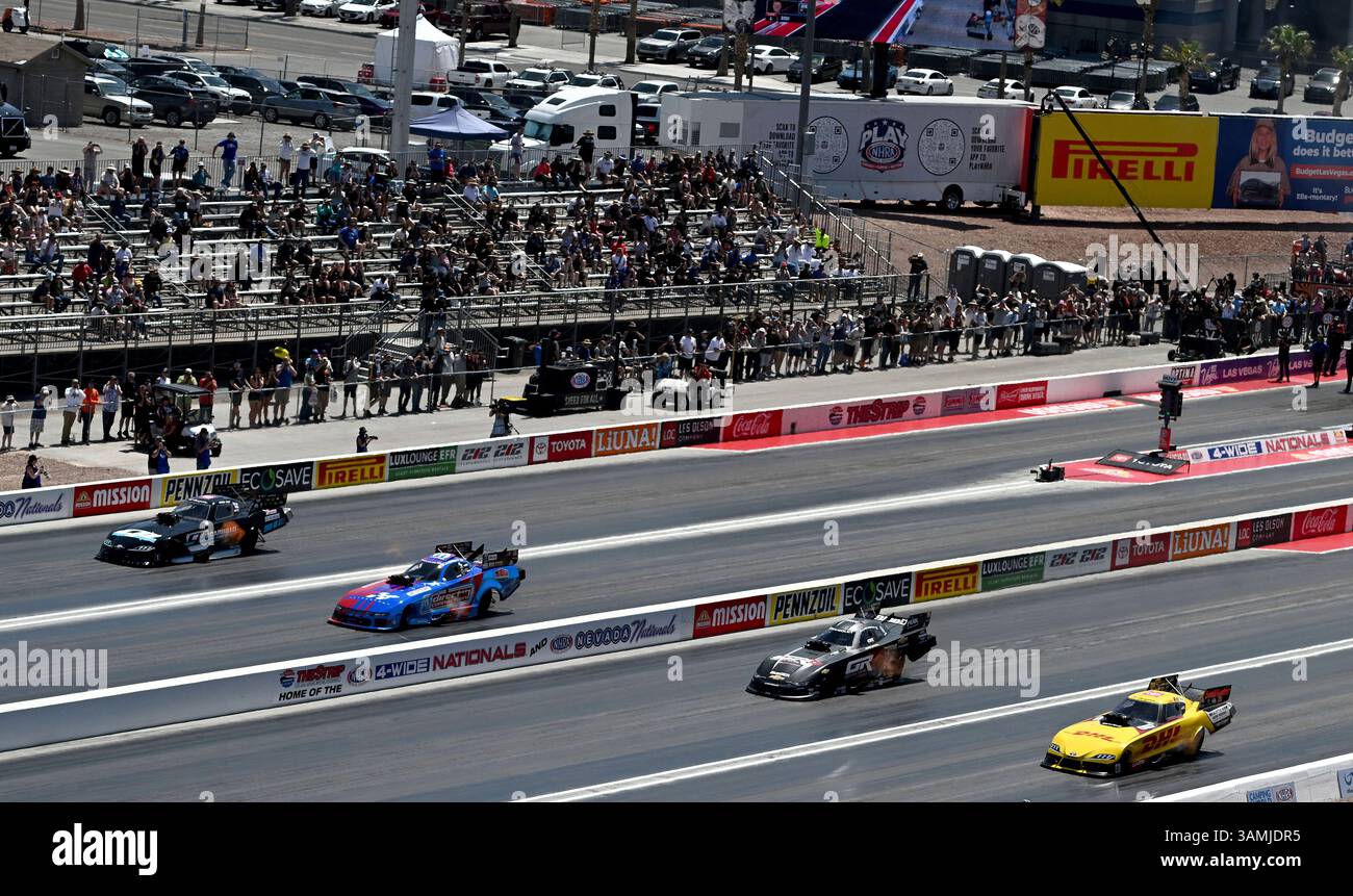 LAS VEGAS, NV - APRIL 13: Funny Car drivers, from near lane, J.R. Todd ...
