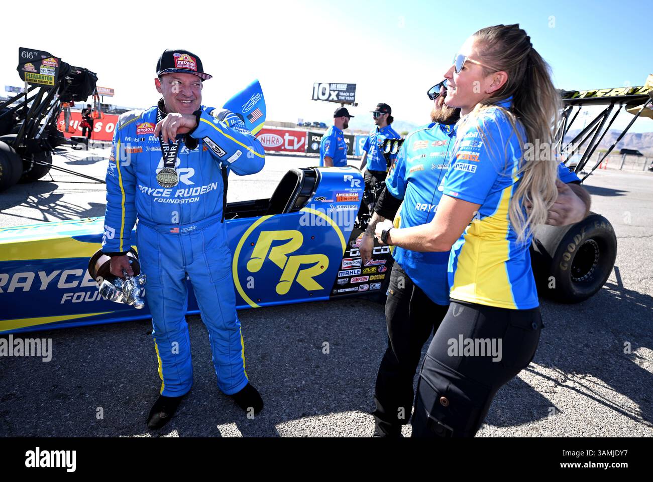 LAS VEGAS, NV - APRIL 13: Top Fuel driver Tony Stewart celebrates with ...