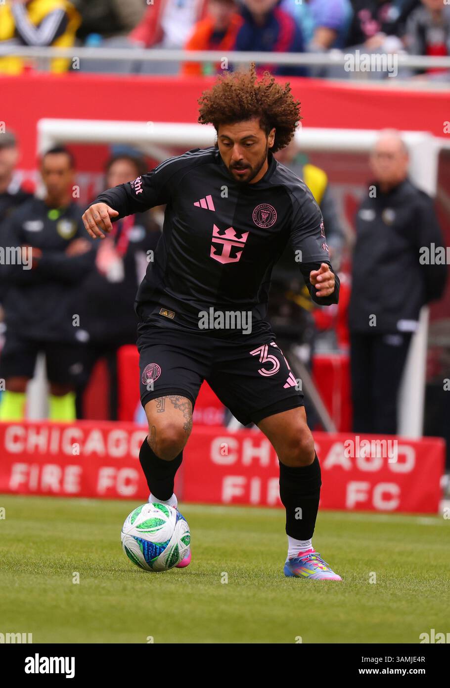 CHICAGO, IL - APRIL 13: Maximiliano Falcón #37 of Inter Miami controls ...