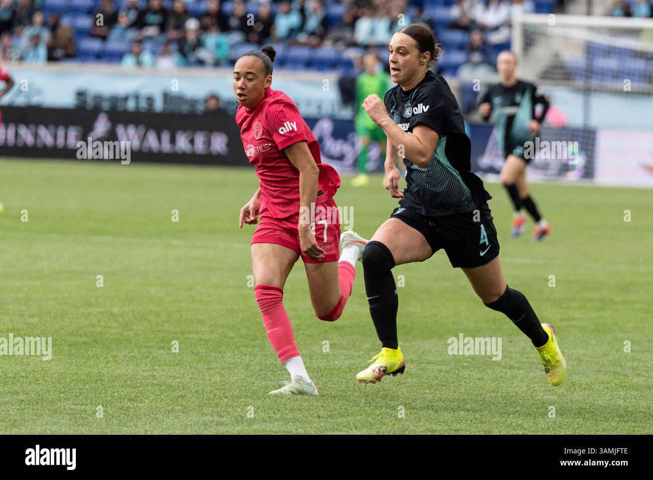 Harrison, New Jersey, April 13, 2025: Lilly Reale (4) of Gotham FC and ...