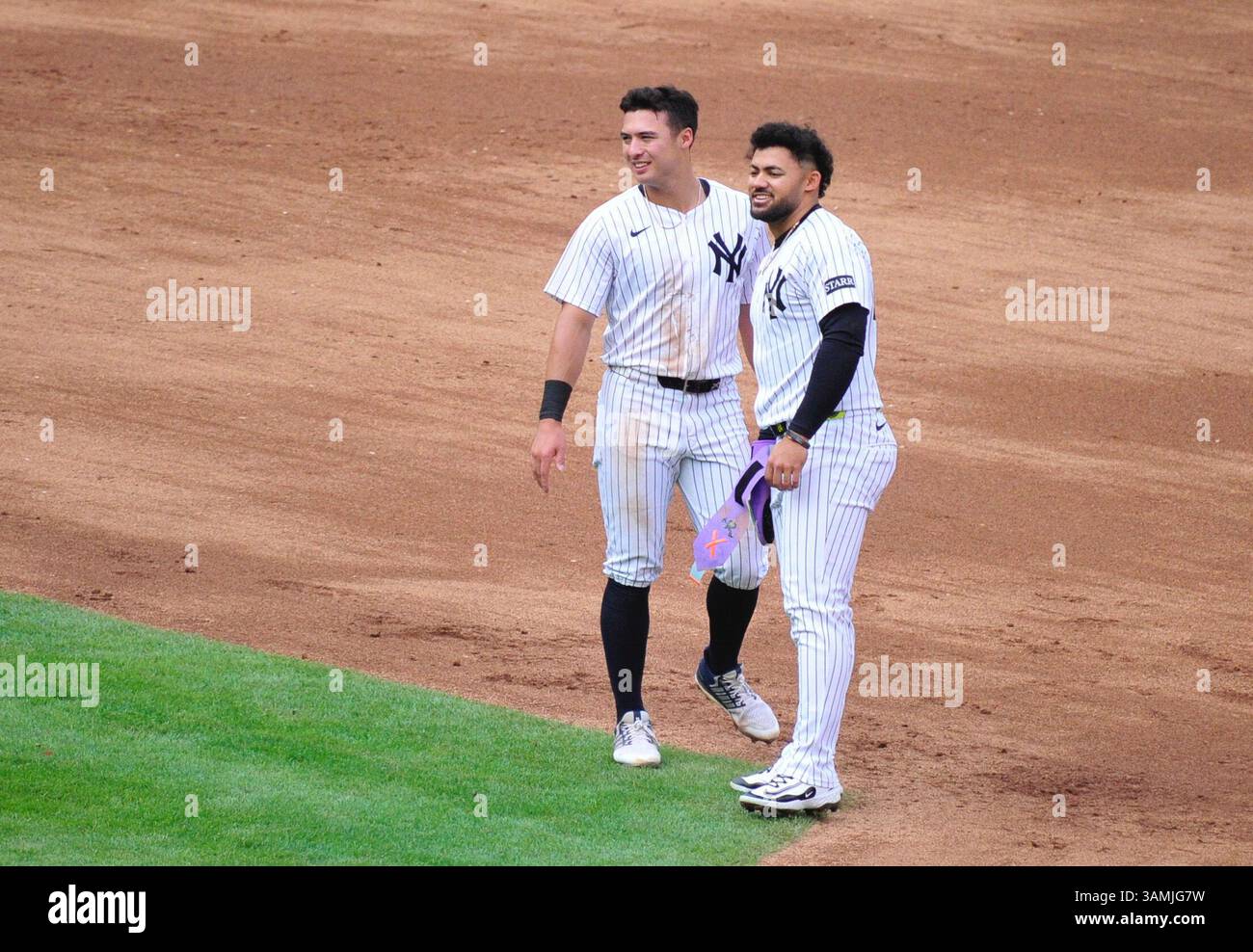Anthony Volpe (11) and Jasson Dominguez (24) at Yankee Stadium on ...