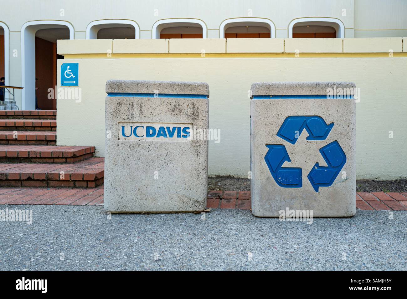Waste and recycling containers on the U.C. Davis Campus near a ...