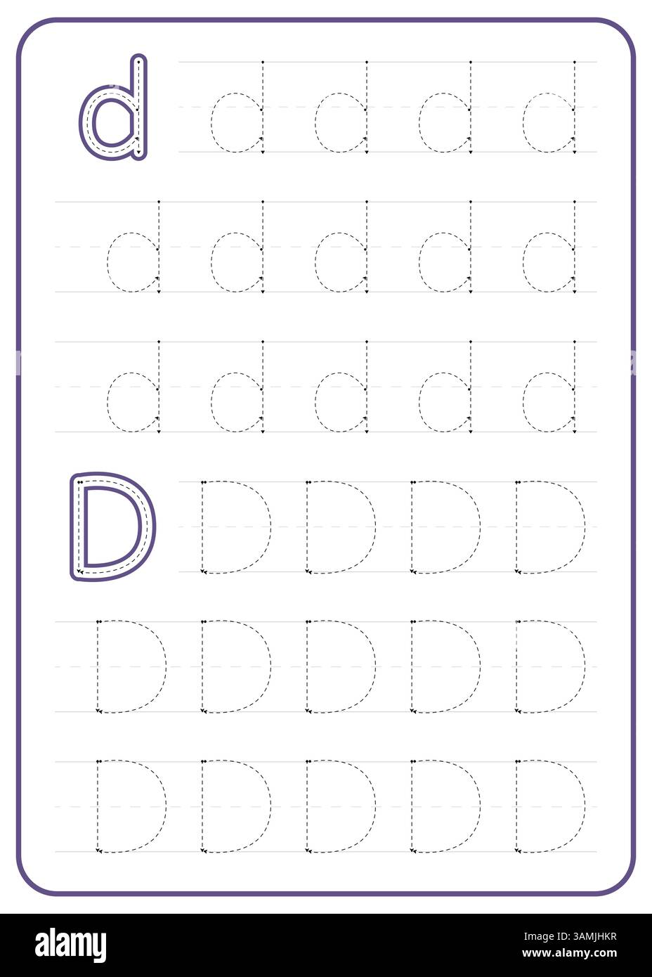 Letter D tracing. A worksheet for children's writing practice. Vector design Stock Vector Image ...