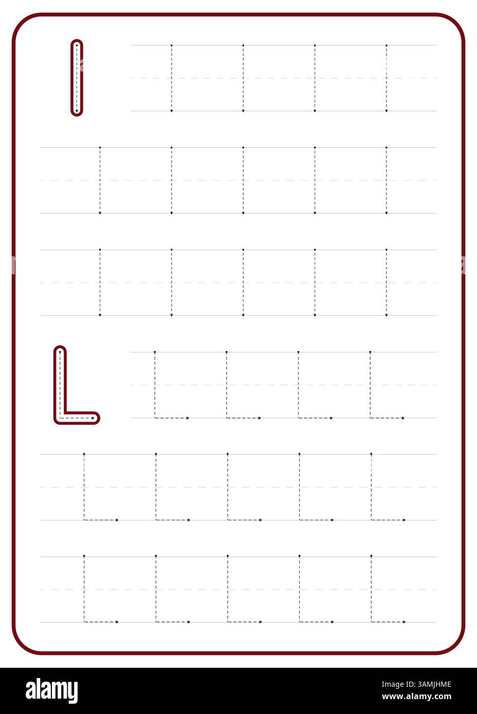 Letter L tracing. A worksheet for children's writing practice. Vector ...
