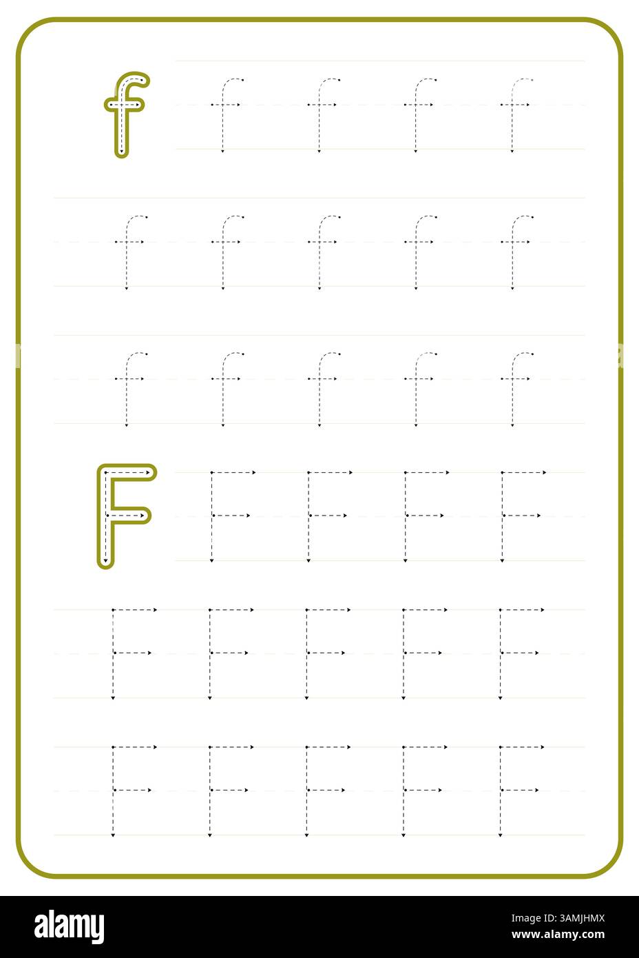 Letter F tracing. A worksheet for children's writing practice. Vector ...