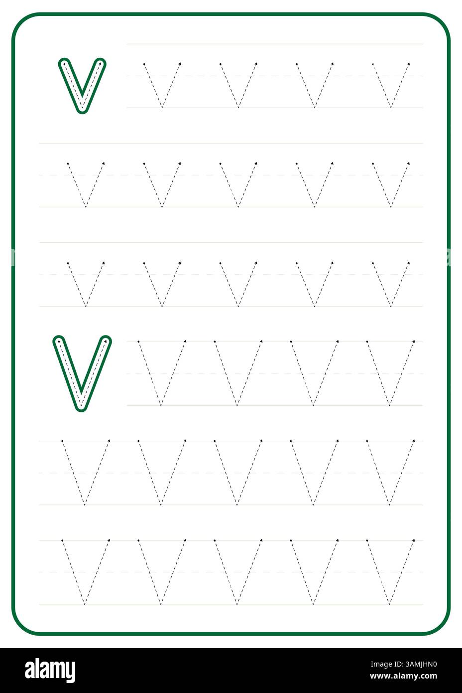 Letter V tracing. A worksheet for children's writing practice. Vector ...