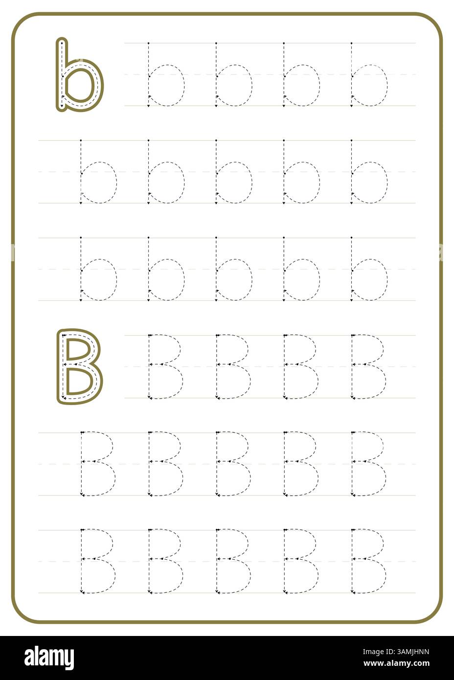 Letter B tracing. A worksheet for children's writing practice. Vector design Stock Vector Image ...