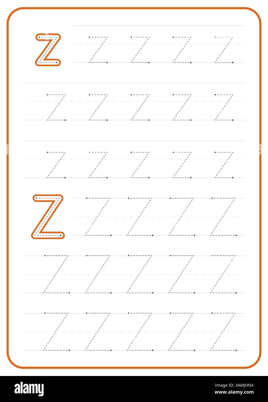 Letter Z tracing. A worksheet for children's writing practice. Vector ...
