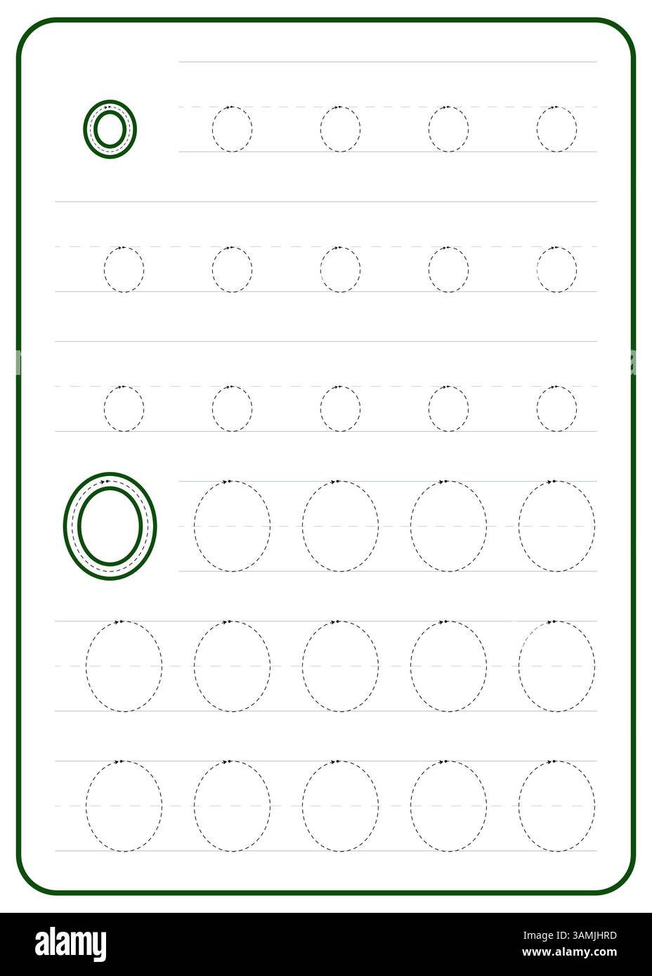Letter O tracing. A worksheet for children's writing practice. Vector ...