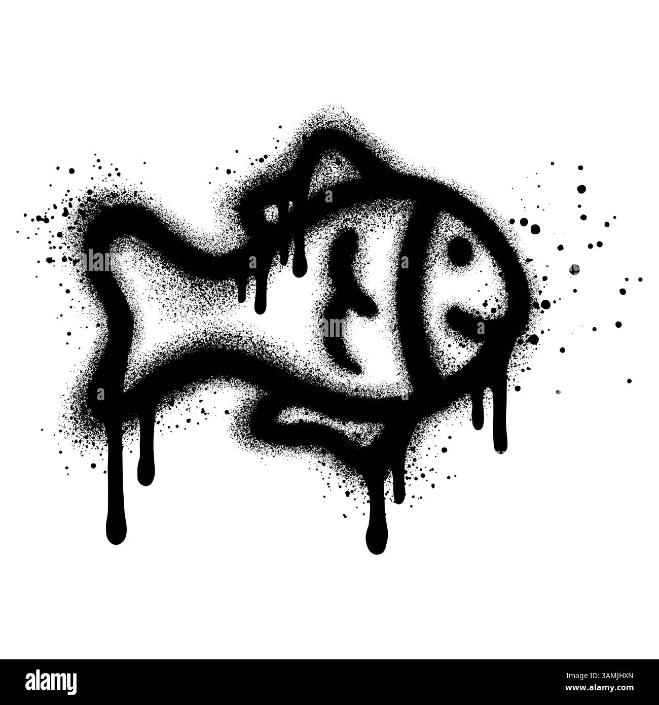Fish in urban graffiti style with black spray paint. vector ...