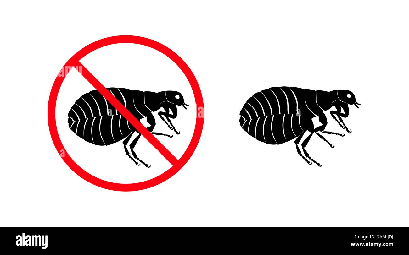 Stop Fleas Sign and Flea Silhouette, Pest Control and Prevention Stock ...
