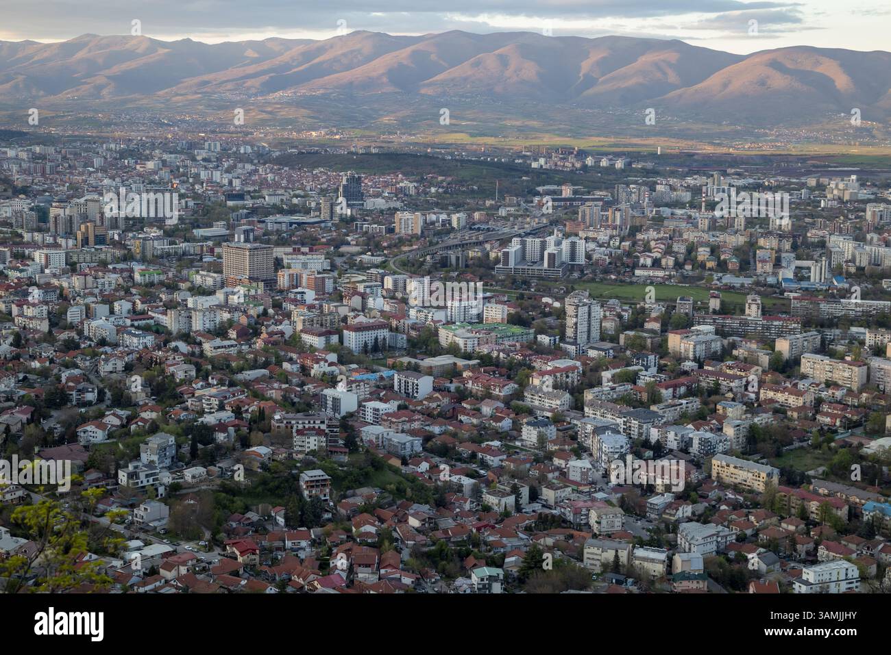Aerial View of Skopje, North Macedonia with Mountain Backdrop Stock ...