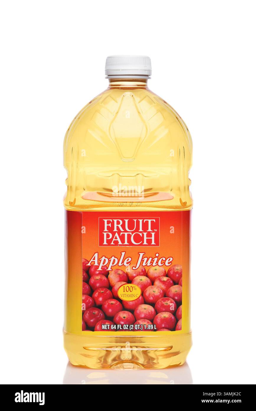 IRVINE, CALIFORNIA - 10 APR 2025: A plastic bottle of Fruit Patch Apple ...