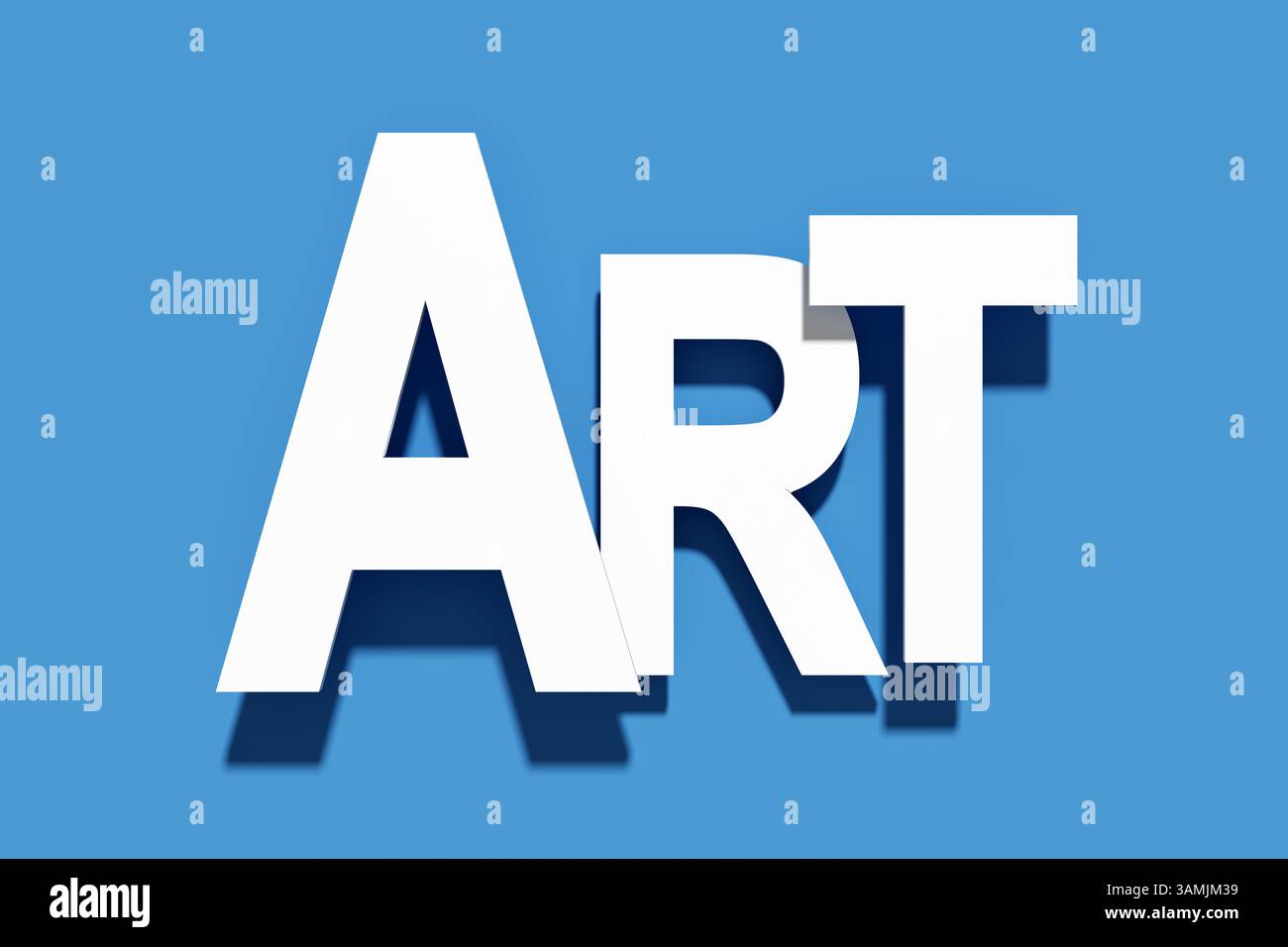 White letters spelling the word art on a blue background, representing ...