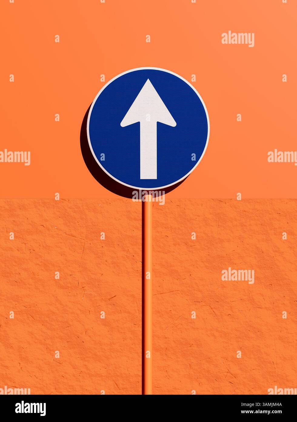 Mandatory traffic sign indicating the only permitted direction of ...