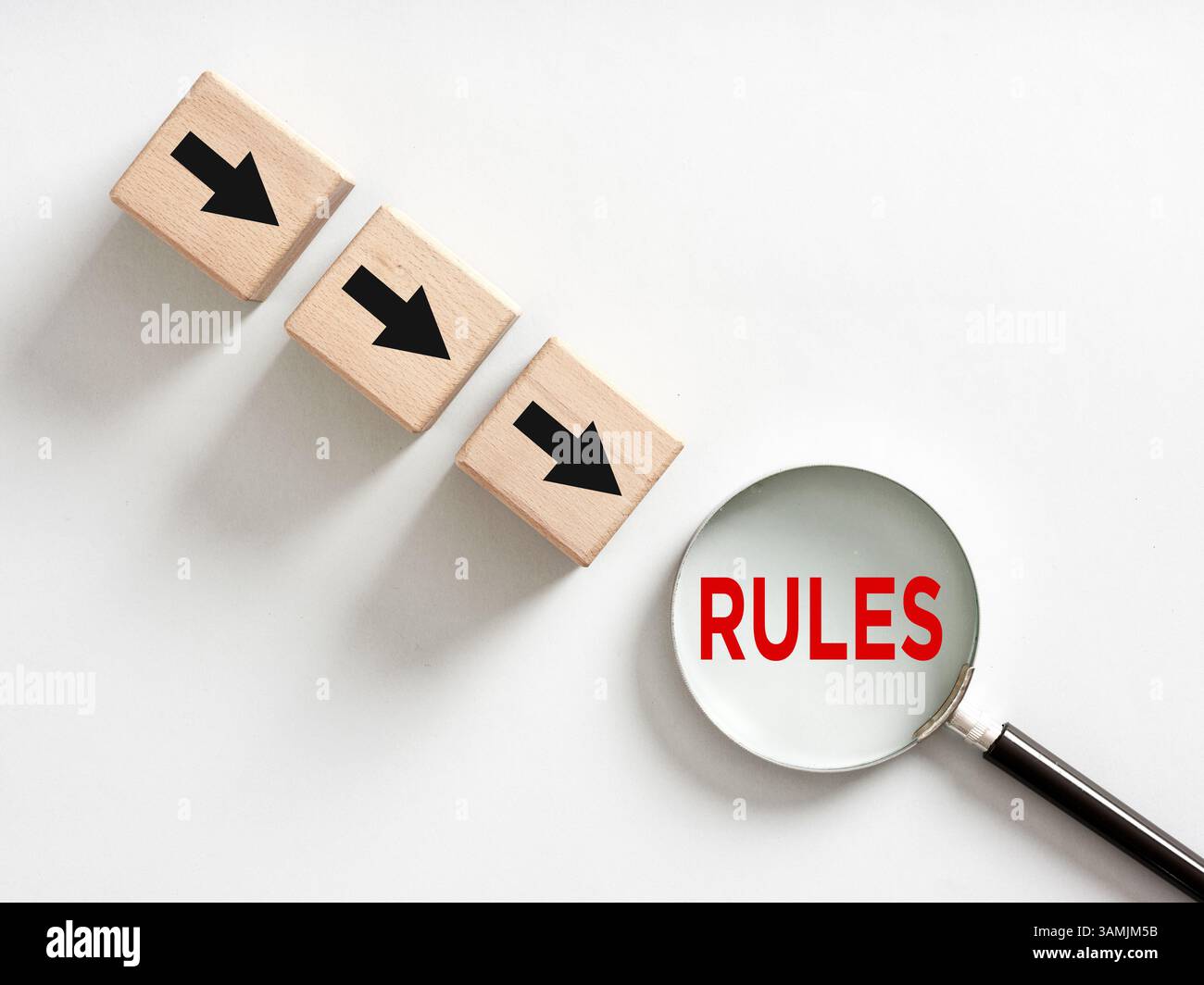 Rules, norms and code of conduct. Magnifying glass showing the word ...