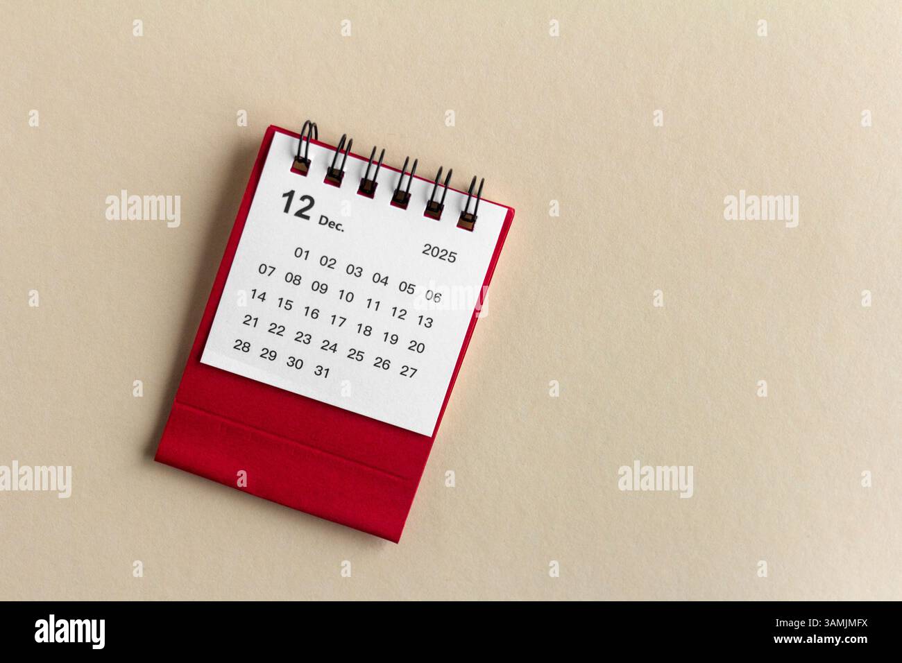 December calendar for 2025 on your beige background Stock Photo - Alamy