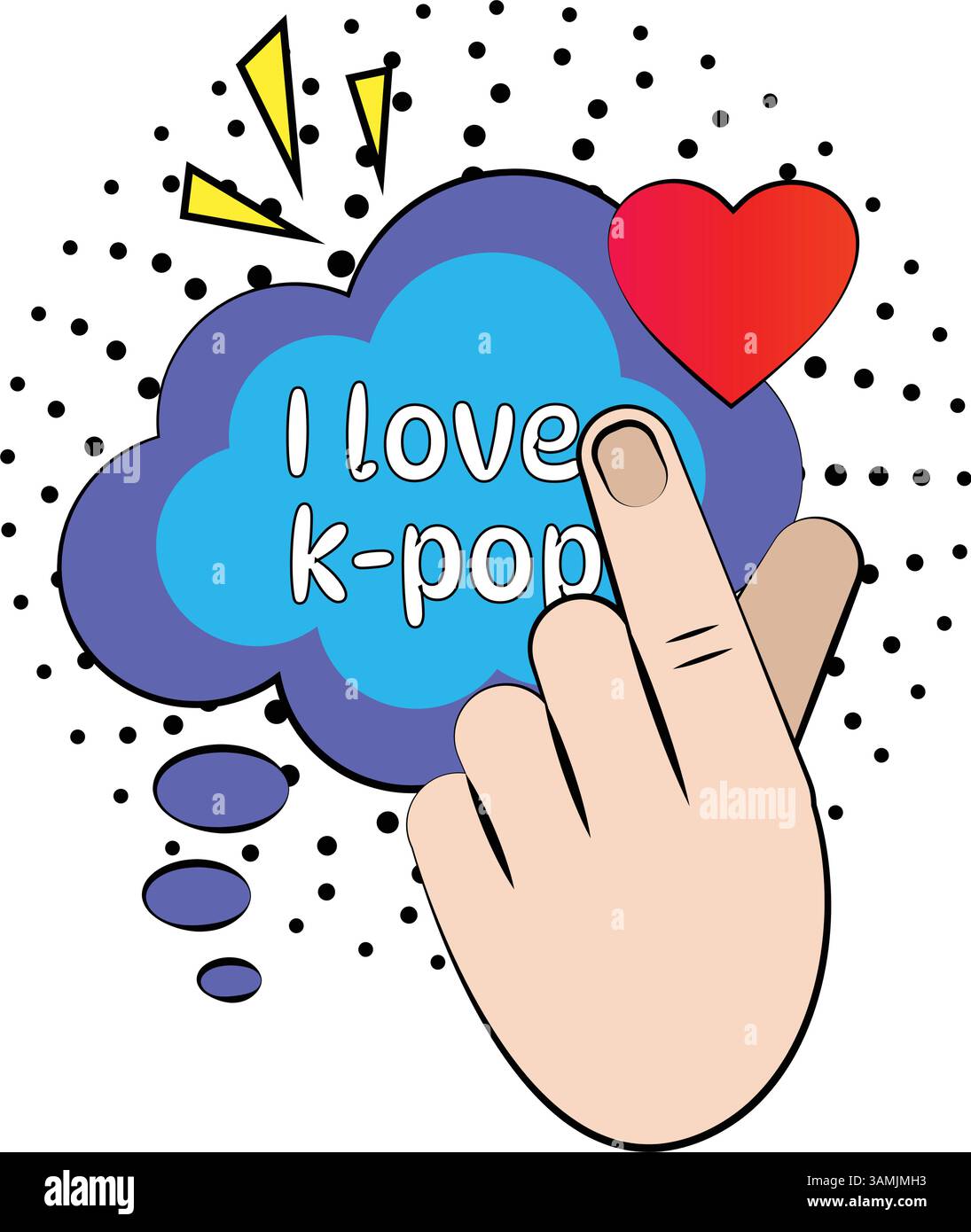Kpop Finger Heart Gesture Cute Korean Hand Sign Illustration Stock ...
