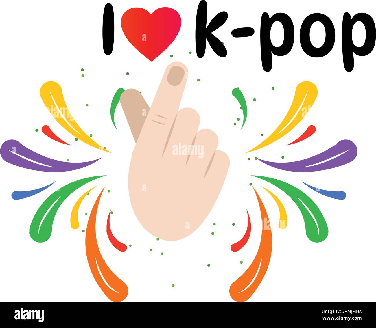 Kpop Finger Heart Gesture Cute Korean Hand Sign Illustration Stock ...
