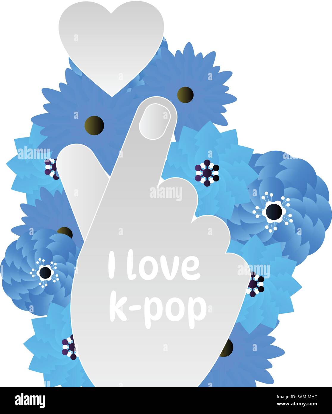 Kpop Finger Heart Gesture Cute Korean Hand Sign Illustration Stock ...