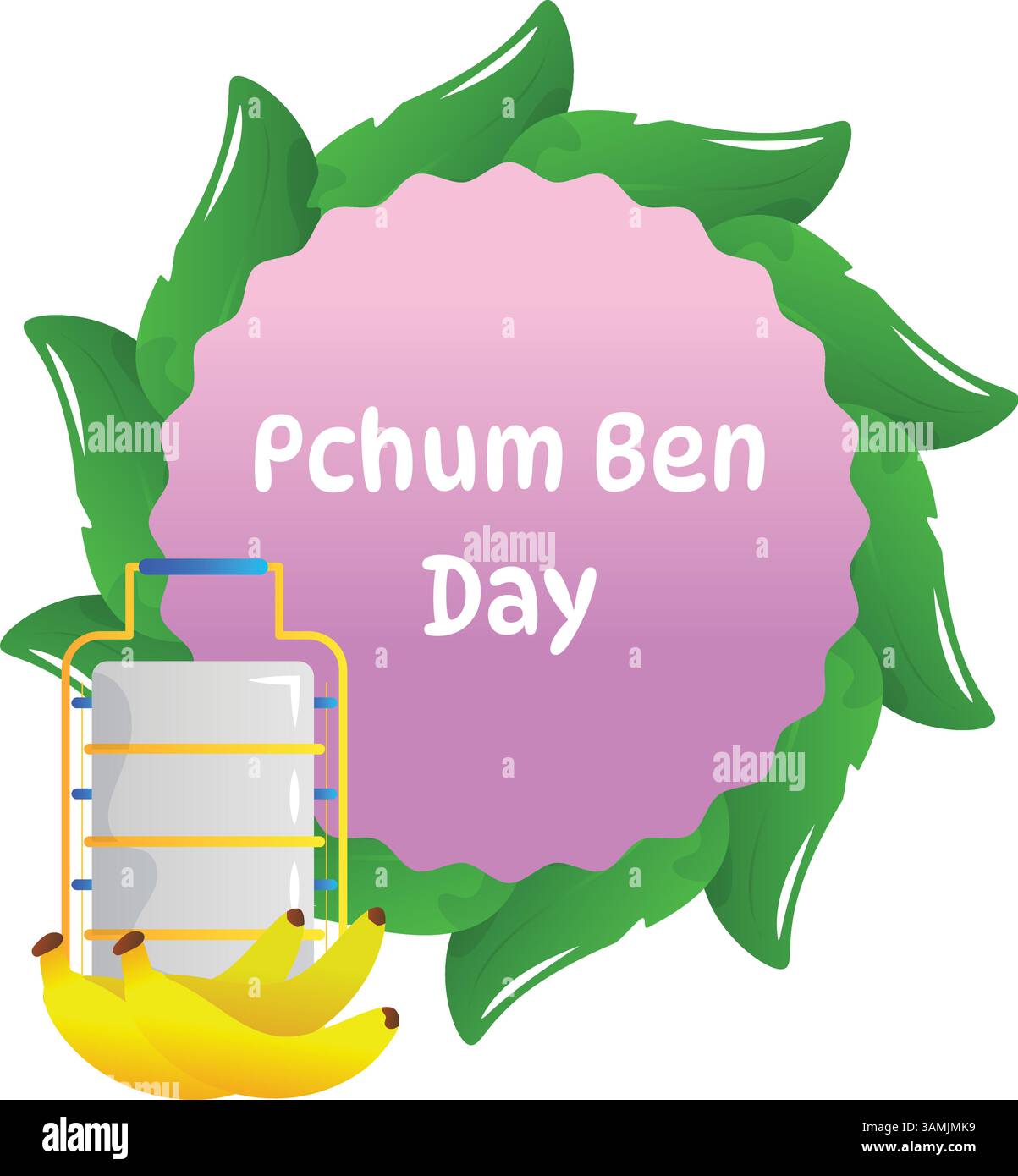 Pchum Ben Day Vector Illustration Cambodian Buddhist Festival Cartoon ...