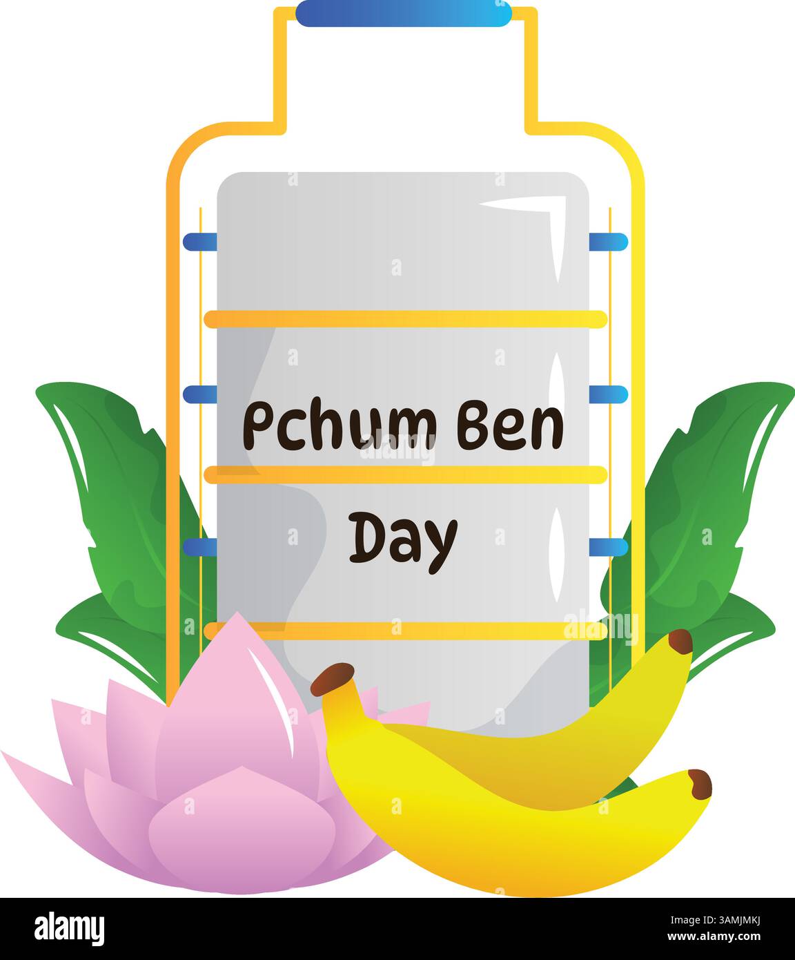Pchum Ben Day Vector Illustration Cambodian Buddhist Festival Cartoon ...