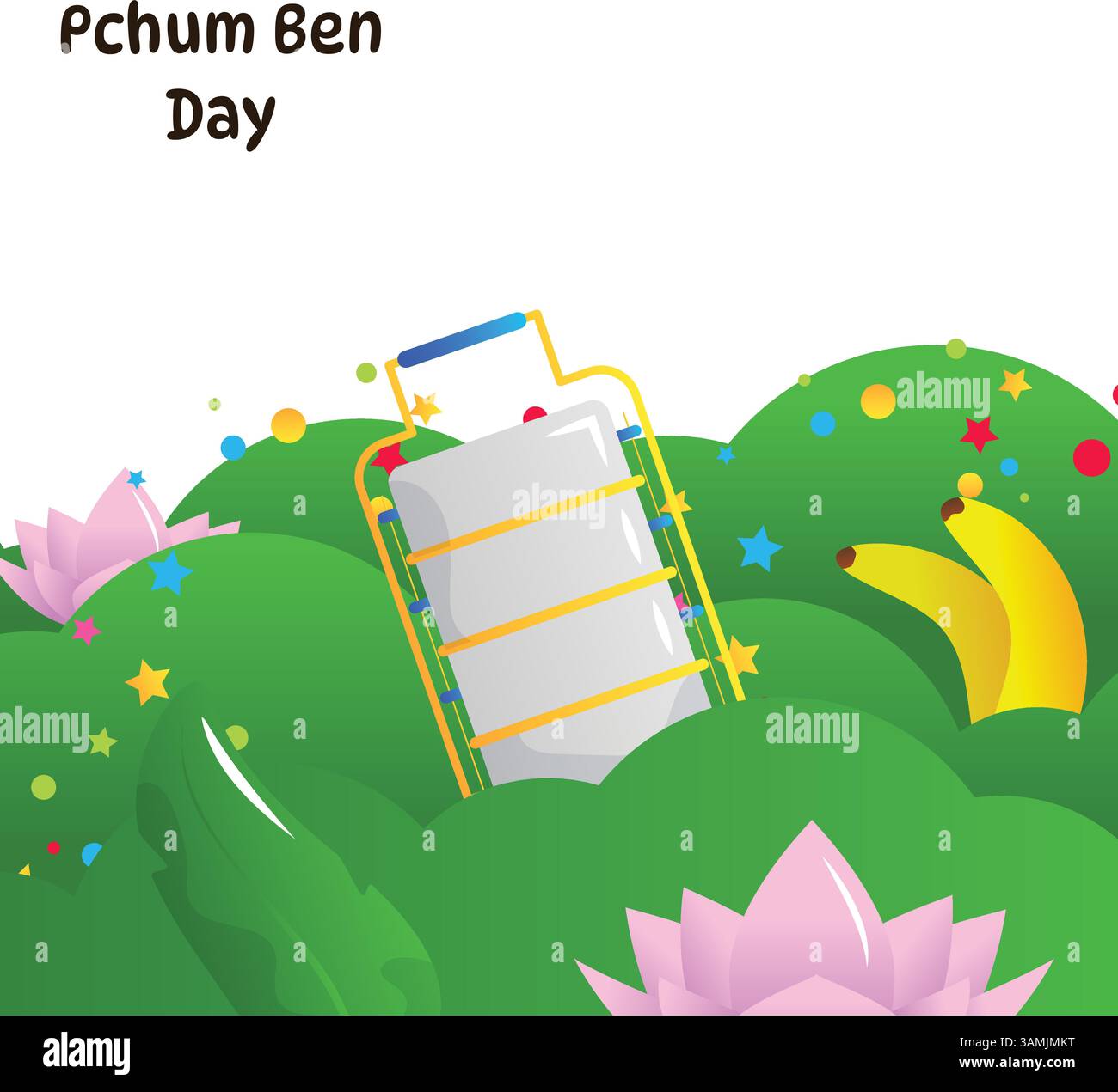 Pchum Ben Day Vector Illustration Cambodian Buddhist Festival Cartoon ...