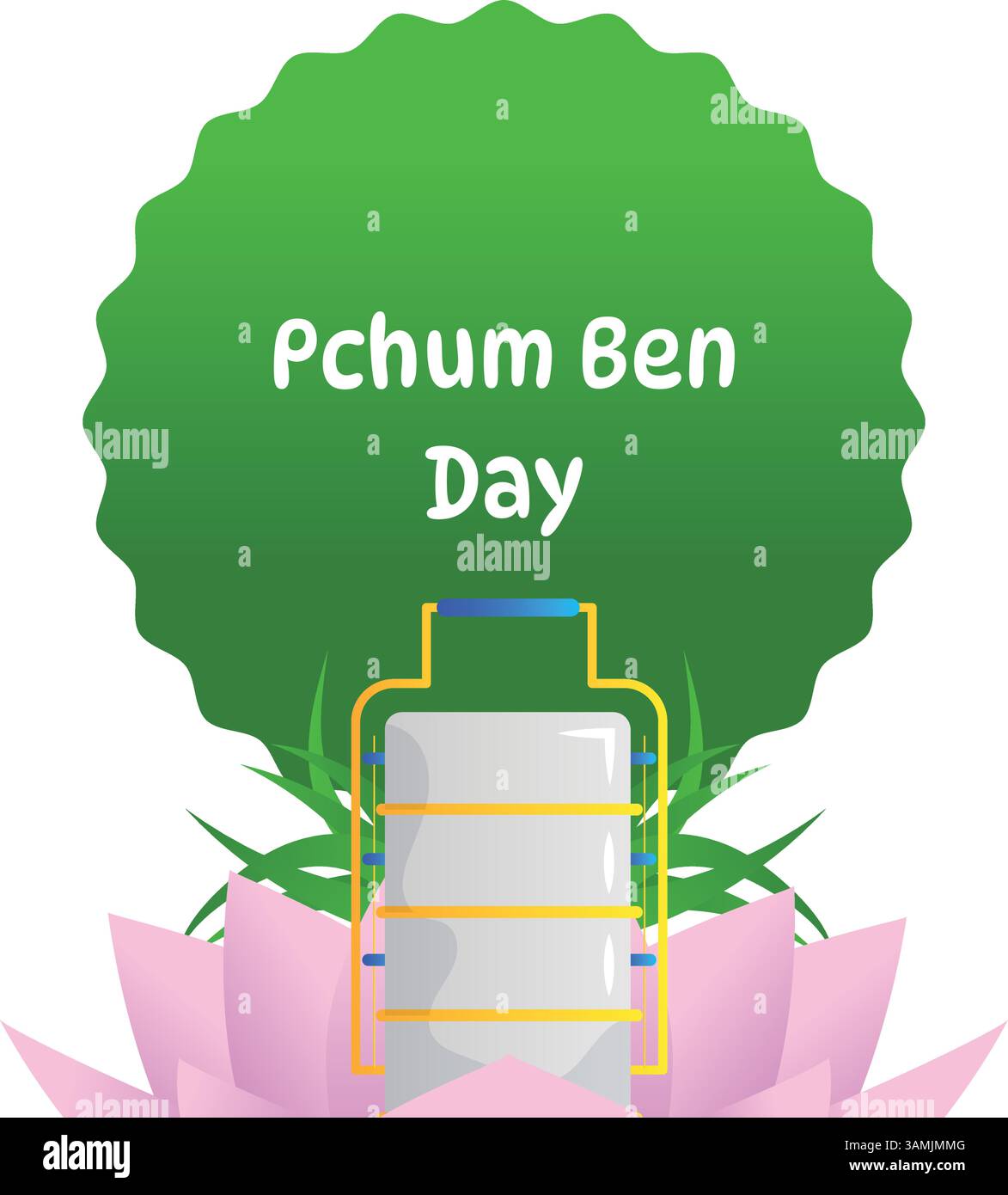 Pchum Ben Day Vector Illustration Cambodian Buddhist Festival Cartoon ...