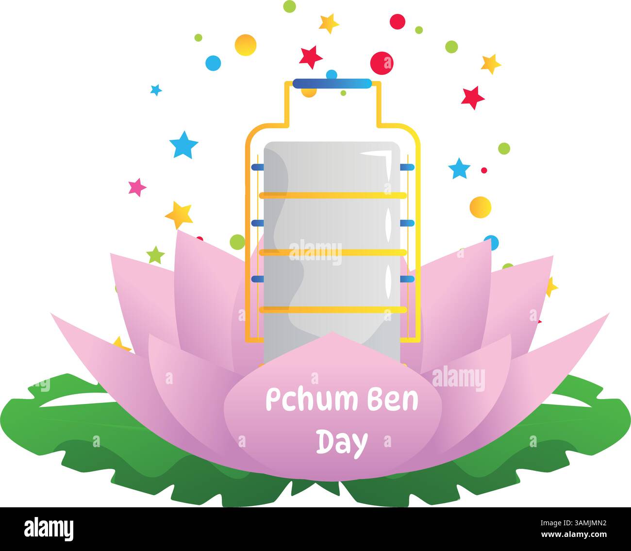 Pchum Ben Day Vector Illustration Cambodian Buddhist Festival Cartoon ...