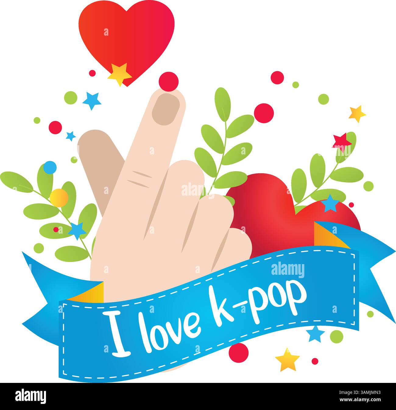 Kpop Finger Heart Gesture Cute Korean Hand Sign Illustration Stock ...