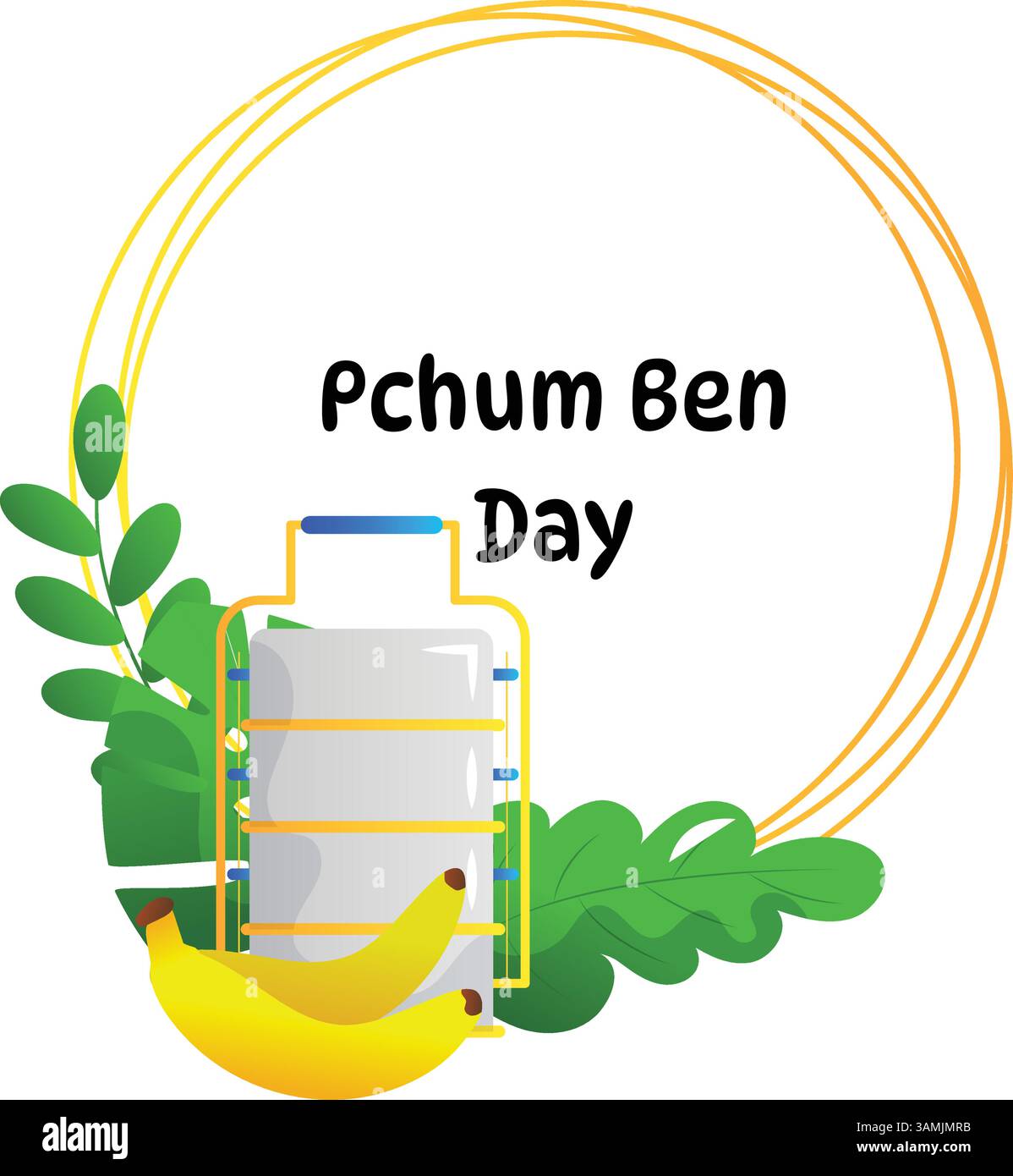 Pchum Ben Day Vector Illustration Cambodian Buddhist Festival Cartoon ...