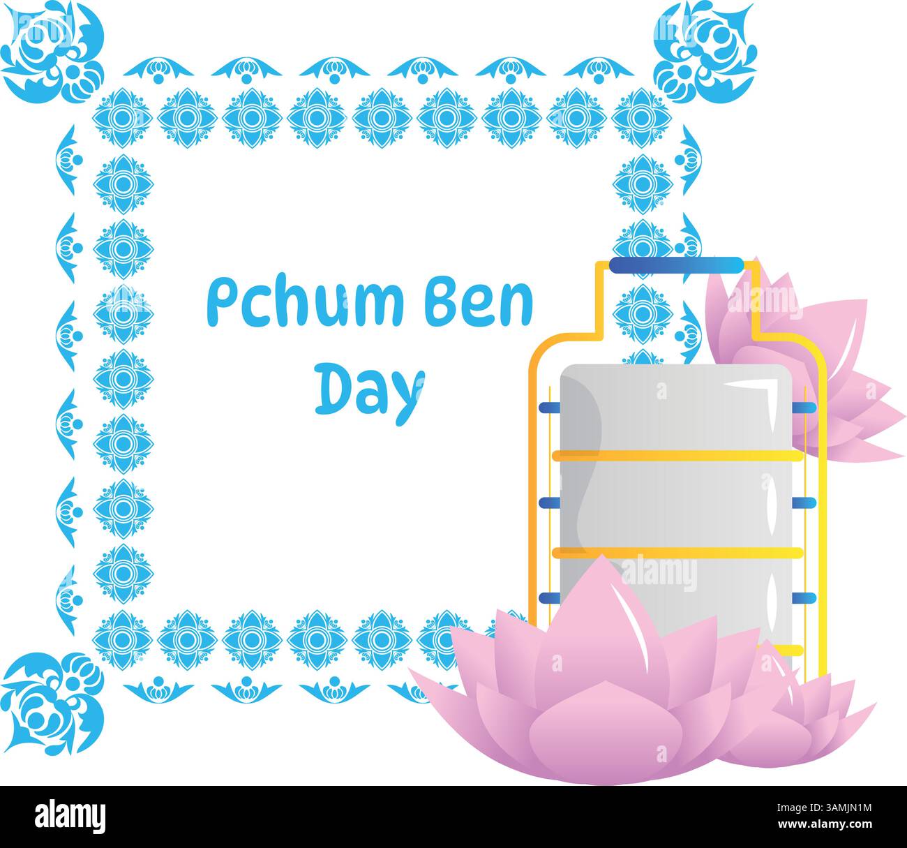 Pchum Ben Day Vector Illustration Cambodian Buddhist Festival Cartoon ...