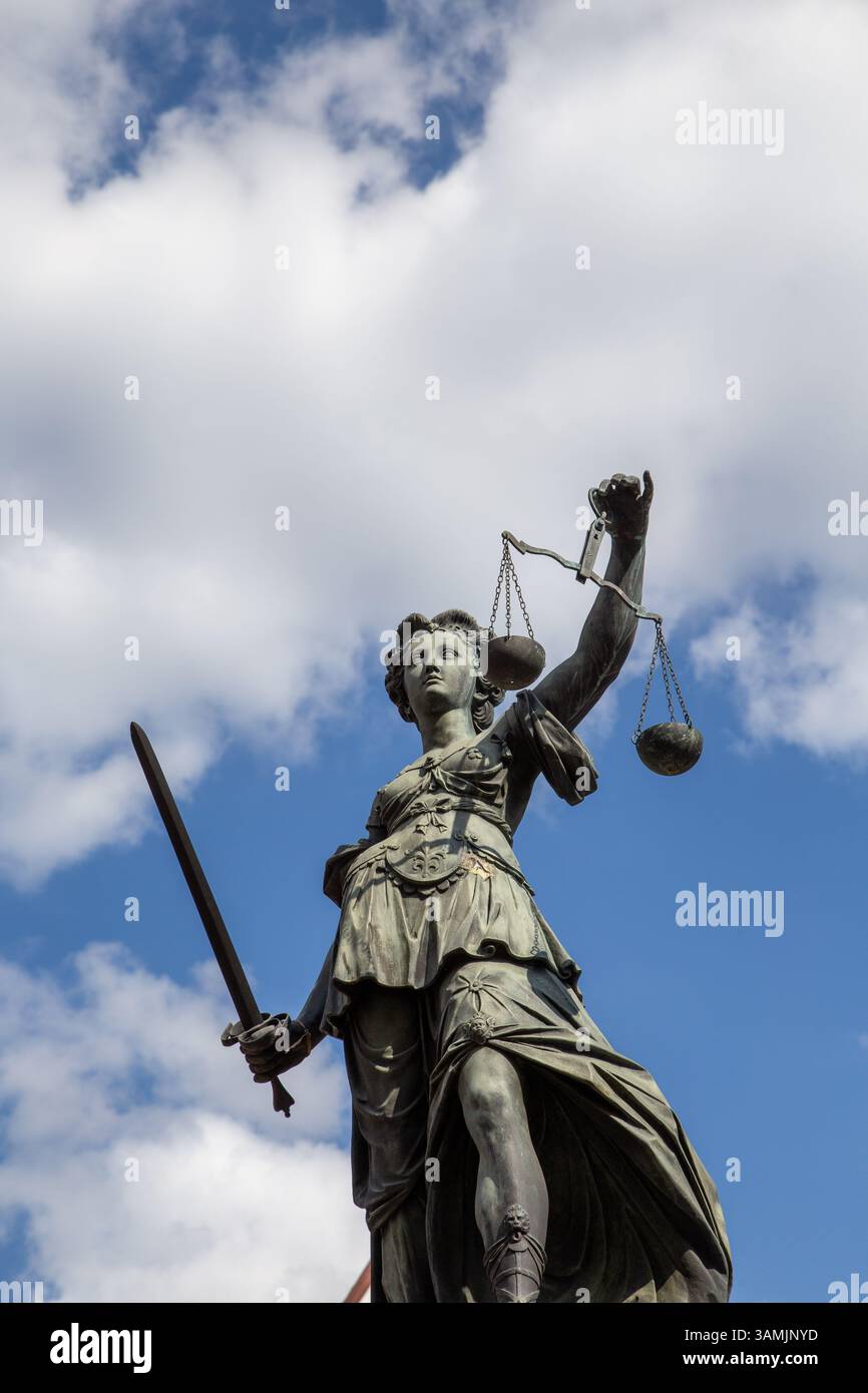 Frankfurt, Germany - August 9, 2025: Statue of Lady Justice (Justitia ...