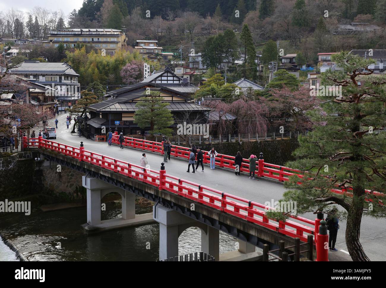Festival floats called "Yatai" move through the city during the Spring ...