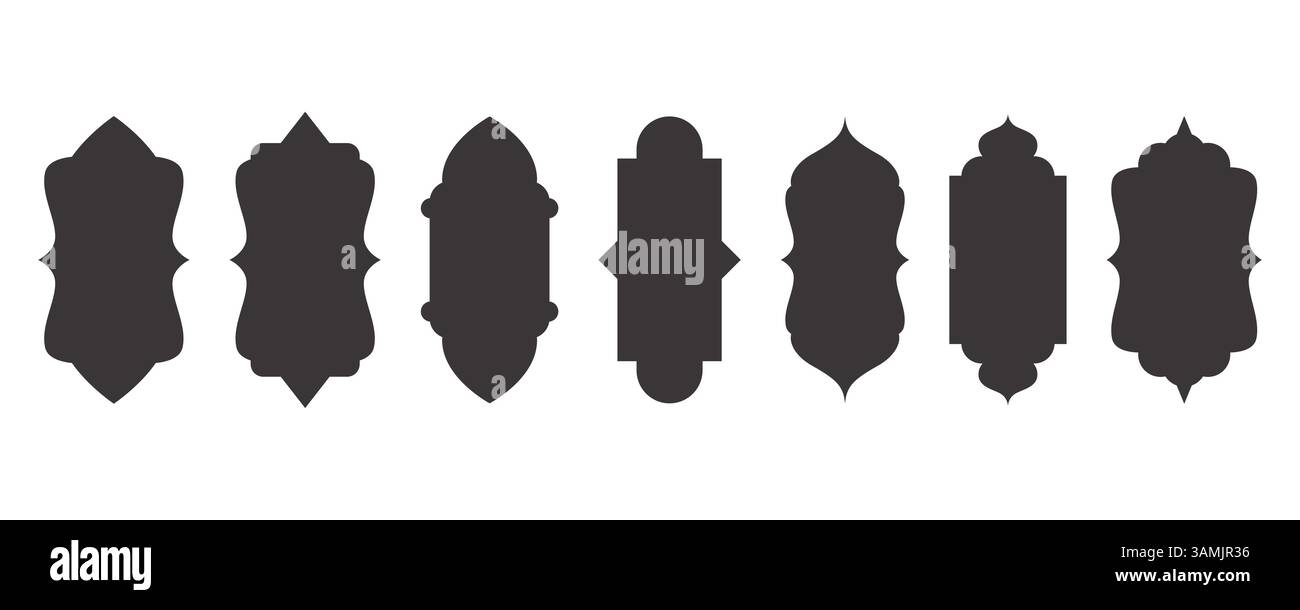 Islamic shapes Ramadan window frame design. Turkish and Indian vector ...