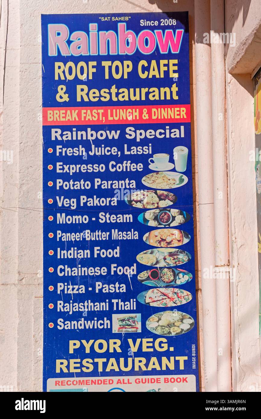 Restaurant menu Bundi Rajasthan India Stock Photo - Alamy