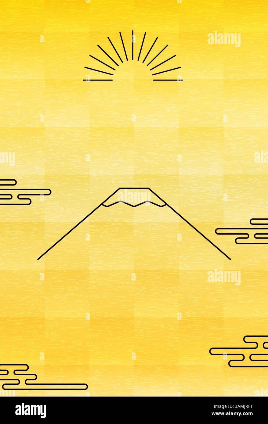 Japanese style New Year's card for 2026, simple line drawing of Mt ...