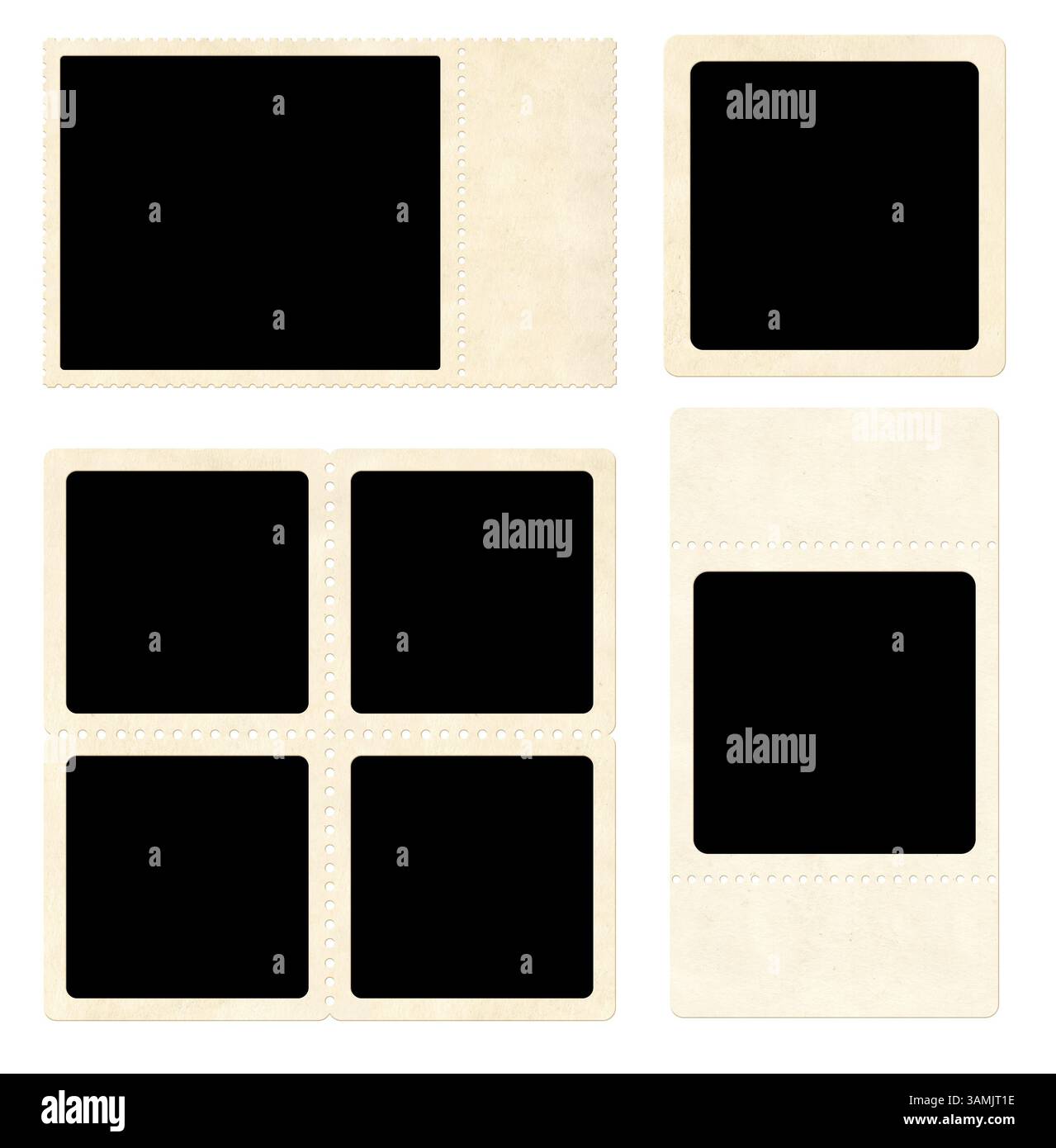 Set of template retro frame photos with perforated edges. Moodboard ...